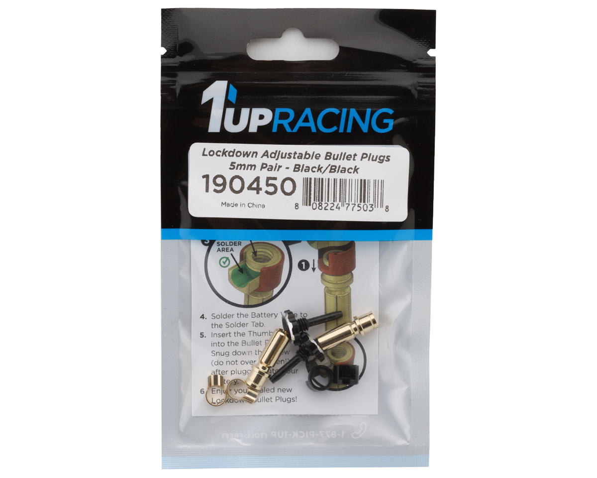 1UP Racing "Lockdown" Adjustable Bullet Plug Grips w/5mm Bullets (Black ...