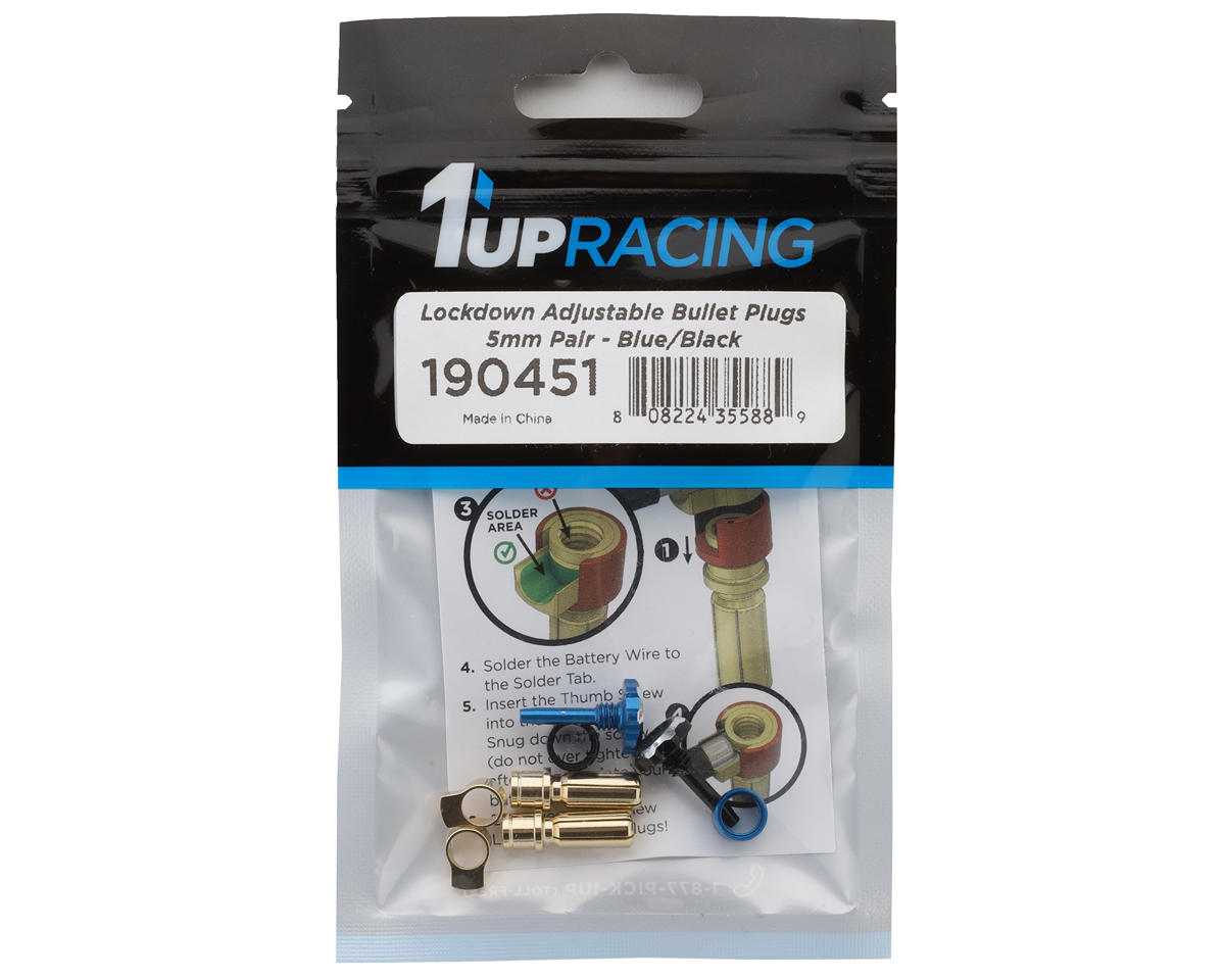 1UP Racing "Lockdown" Adjustable Bullet Plug Grips w/5mm Bullets (Blue ...