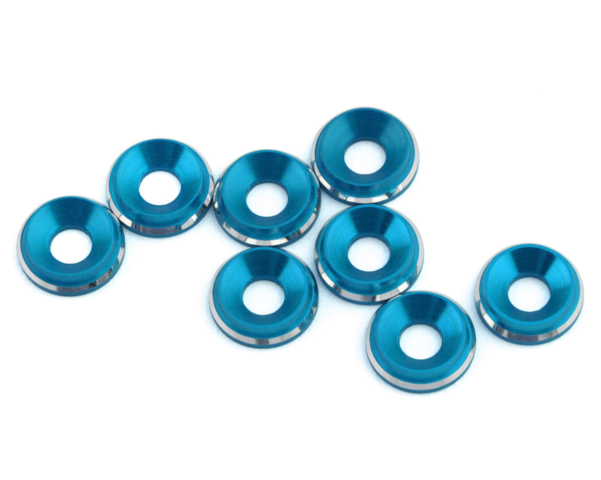 1UP Racing 3mm LowPro Countersunk Washers (Bright Blue Shine) (8 ...