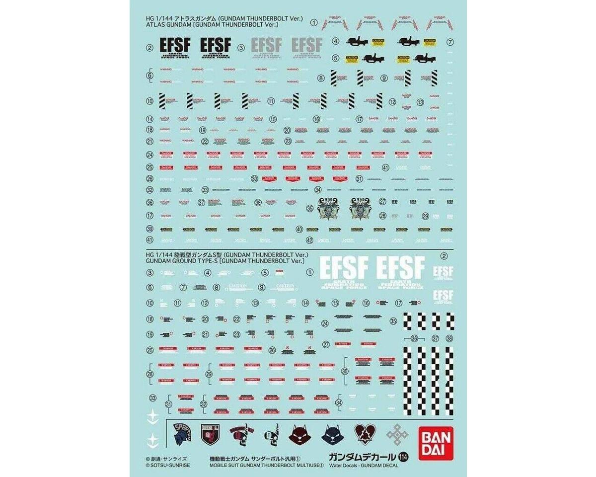 Bandai GD-114 Gundam Thunderbolt Multiuse Waterslide Decals [BAS2407625 ...