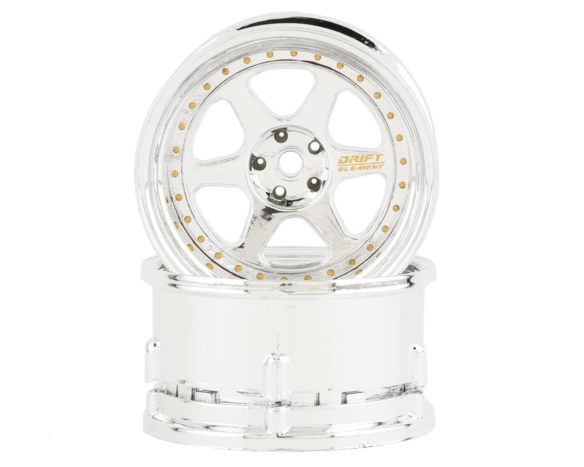 DS Racing Drift Element 6 Spoke Drift Wheels (Triple Chrome w/Gold ...