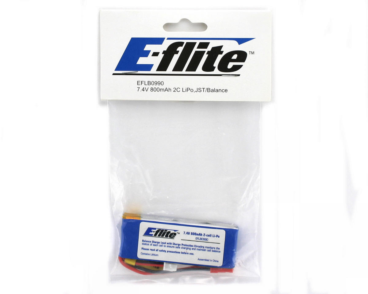 E-flite 2S Li-Poly Battery Pack w/JST/Balance 10C (7.4V/800mAh) (CX ...