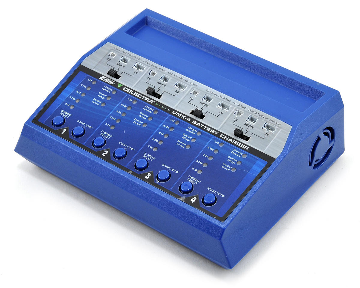 E-flite Celectra UMX-4 4-Port 1-Cell 3.7V AC/DC LiPo Charger [EFLC1105 ...