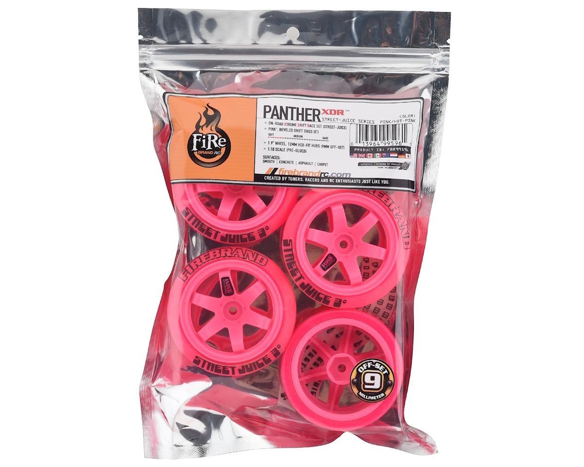 Firebrand RC Panther XDR9 5° Pre-Mounted Slick Drift Tires (4) (Pink ...