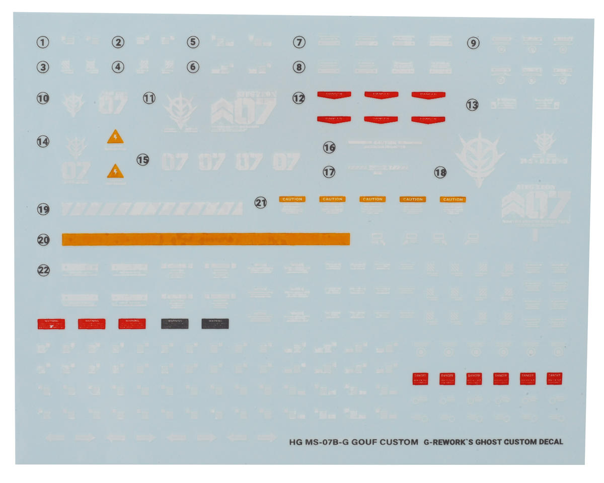 G-Rework HG MS-07B-3 Gouf Custom Gundam Waterslide Decal Sheet [GPTCD ...