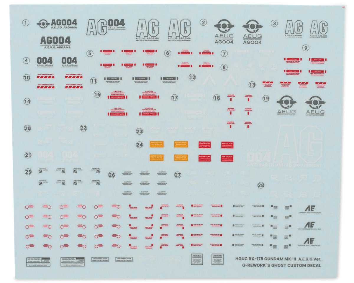 G-Rework HG RX-178 Mk-II A.E.U.G. Gundam Waterslide Decal Sheet [GPTCD ...