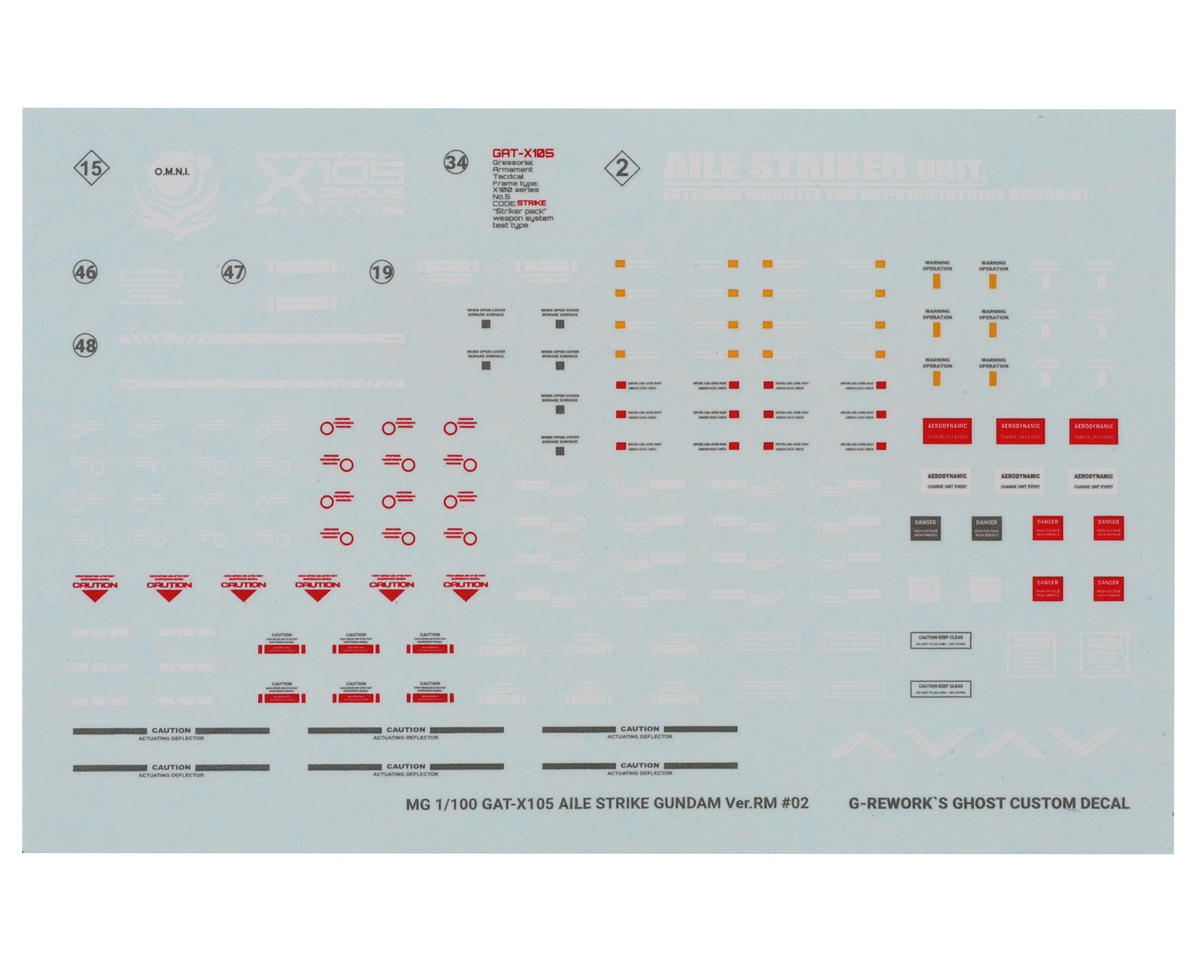 G-Rework MG GAT-X105 Aile Strike Gundam Waterslide Decal Sheets (2 ...