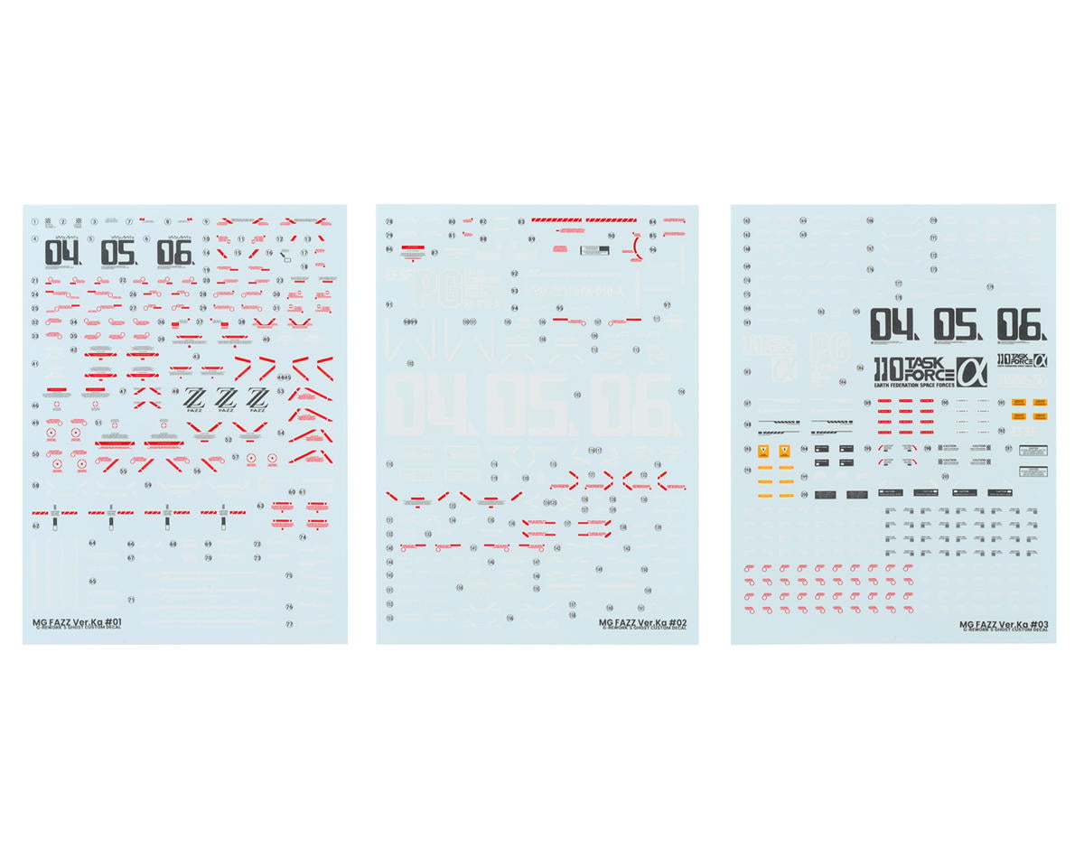 G-Rework MG Fazz Gundam Waterslide Decal Sheets (3) [GPTCD-M213 ...