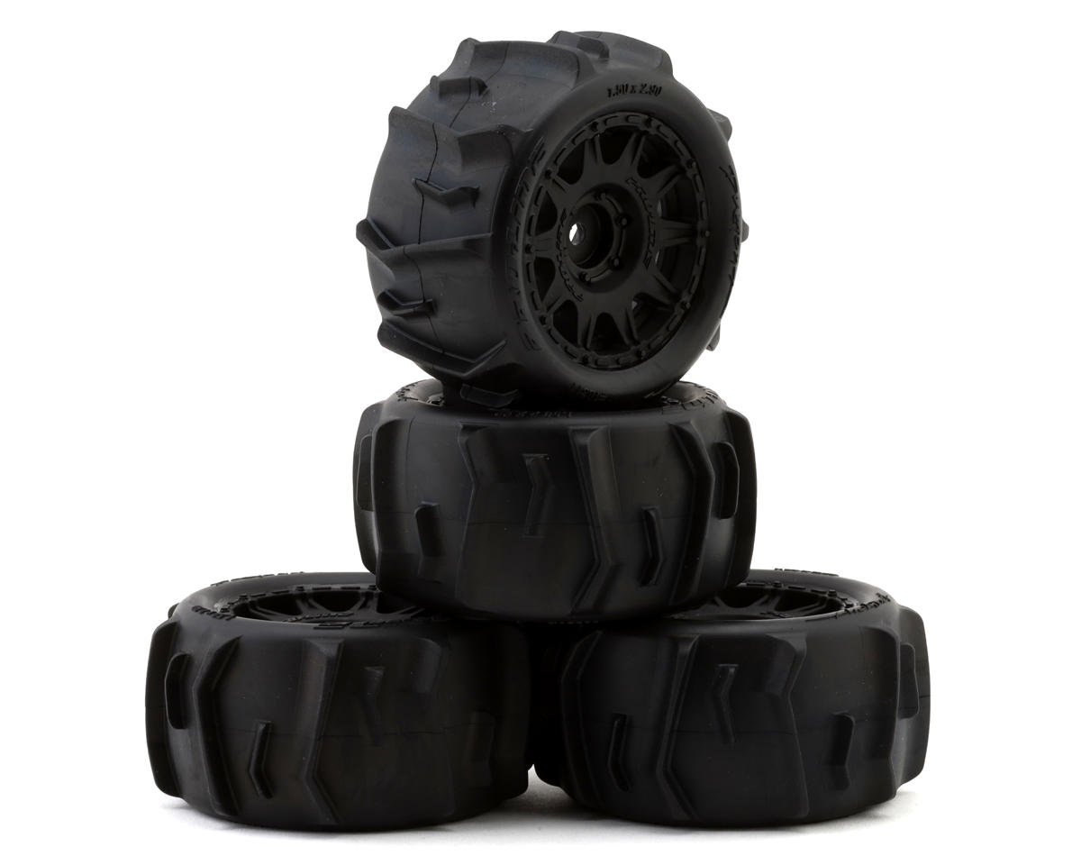 Pro-Line Dumont Pre-Mounted MT 1/18 Tire Set (Black) (4) [PRO10311-10 ...