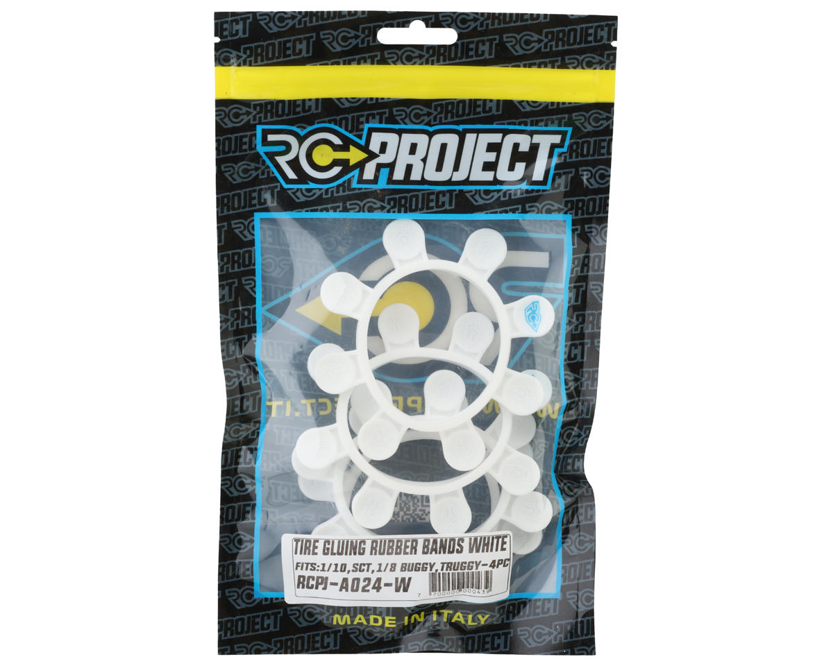 RC Project Tire Gluing Rubber Bands (White) (4) (1/8 & 1/10) [RCPJ-A024 ...