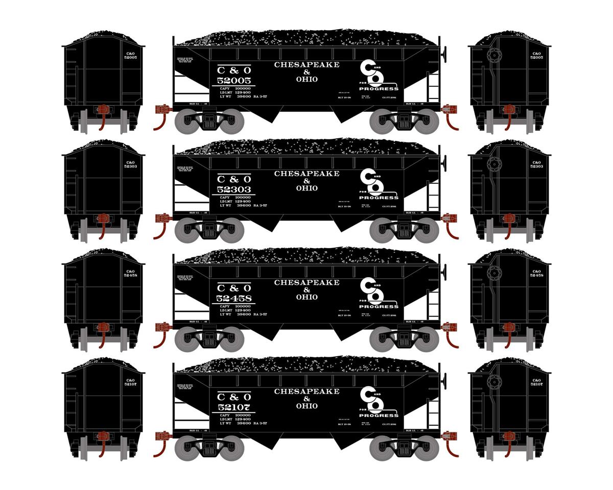 Roundhouse HO 34' 2-Bay Offset Open Hopper, C&O #1 (4) [RND1286 ...