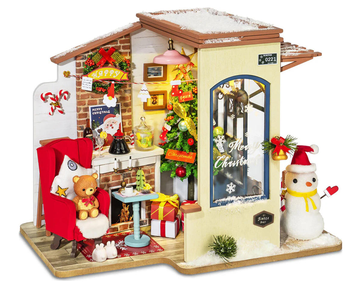 Robotime Rolife Christmas Snow House DIY Miniature 3D Wooden Model Kit ...