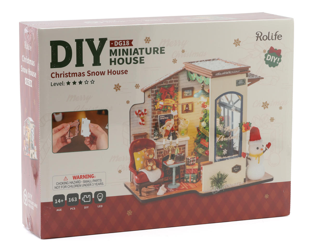 Robotime Rolife Christmas Snow House DIY Miniature 3D Wooden Model Kit ...