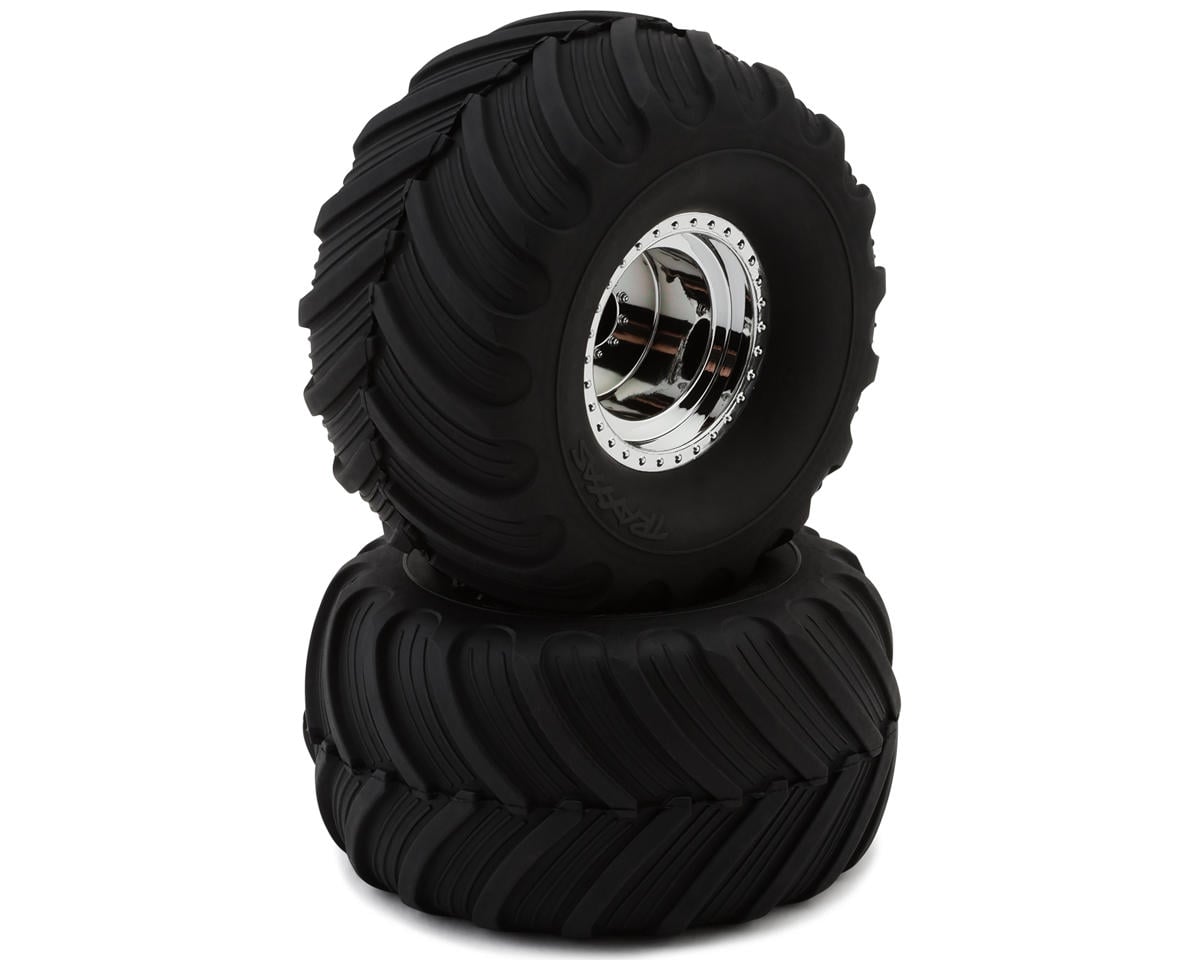 Traxxas TRX-4MT Pre-Mounted Terra Groove Monster Truck Tires (Chrome ...